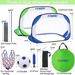 Femont Soccer Goals Set for Backyard, 4x2.5FT Portable Pop Up Soccer Nets with Carrying Bag for Indoor Outdoor Games Practice Training Great for Kids and Adults