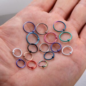 YOVORO 36Pcs 20G Stainless Steel Nose Ring for Women Men Tragus Cartilage Daith Lip Ring Helix Piercing Jewelry B