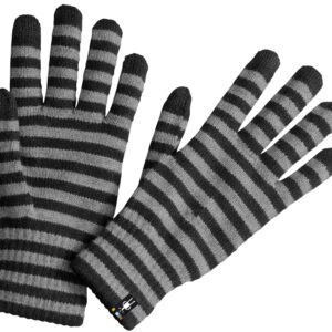 Smartwool Striped Liner Glove | Merino Wool Touchscreen Winter Gloves For Men and Women, Black, Medium