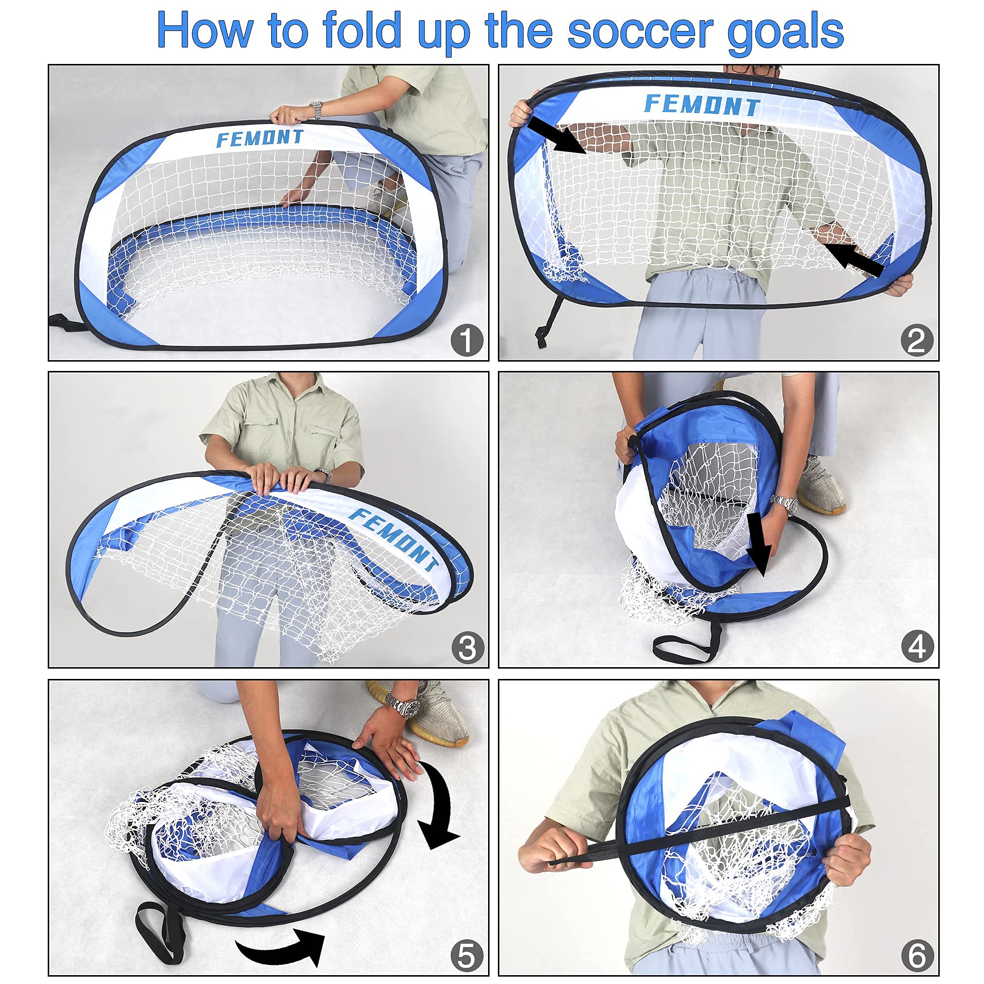 Femont Soccer Goals Set for Backyard, 4x2.5FT Portable Pop Up Soccer Nets with Carrying Bag for Indoor Outdoor Games Practice Training Great for Kids and Adults