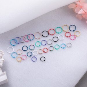 YOVORO 36Pcs 20G Stainless Steel Nose Ring for Women Men Tragus Cartilage Daith Lip Ring Helix Piercing Jewelry B