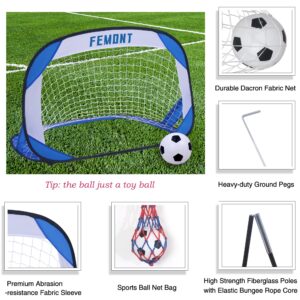 Femont Soccer Goals Set for Backyard, 4x2.5FT Portable Pop Up Soccer Nets with Carrying Bag for Indoor Outdoor Games Practice Training Great for Kids and Adults