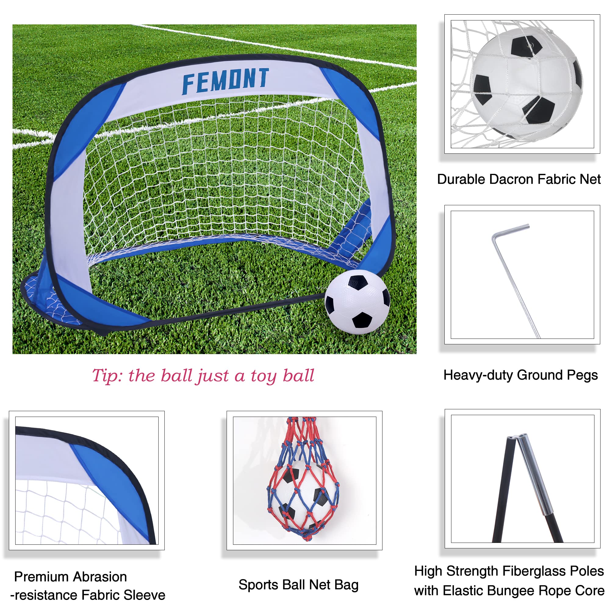 Femont Soccer Goals Set for Backyard, 4x2.5FT Portable Pop Up Soccer Nets with Carrying Bag for Indoor Outdoor Games Practice Training Great for Kids and Adults