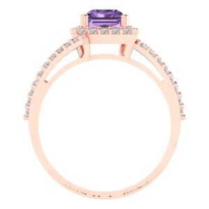 Clara Pucci 2.10ct Emerald Cut Solitaire Halo Criss Cross Created Alexandrite Anniversary Bridal Engagement Ring 14k Rose Gold 10.25