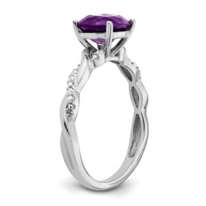 IceCarats 925 Sterling Silver Purple Amethyst Diamond Ring Gemstone Band February Birthstone Jewelry Size 6