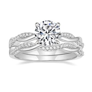 mameloly 1.5ct engagement rings for women round bridal ring sets cubic zirconia wedding band twisting infinity pave set size 7