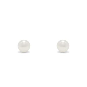 BLUE OCEAN PEARLS Freshwater Cultured 4.5-5mm White Button Shape Pearl Stud Earrings with Sterling Silver Butterfly Backs (Set of 3)