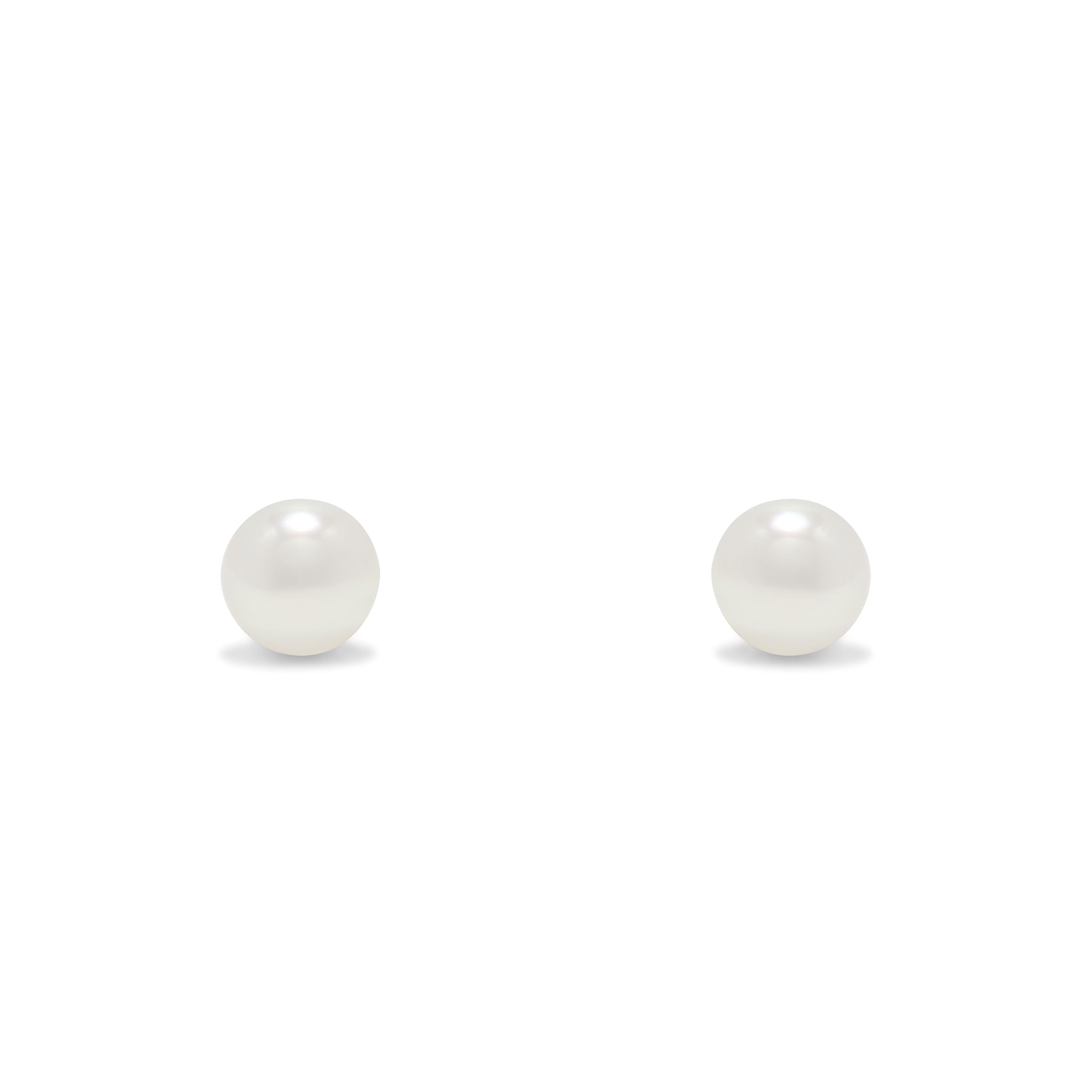 BLUE OCEAN PEARLS Freshwater Cultured 4.5-5mm White Button Shape Pearl Stud Earrings with Sterling Silver Butterfly Backs (Set of 3)