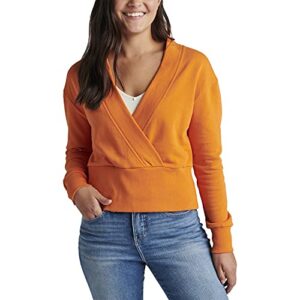 jag jeans women's the cross-front sweatshirt, amber glow, medium