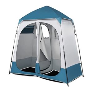 vingli 2 room shower tent, 7.5 ft instant pop up shelter with carrying bag, privacy changing room tent,perfect for portable toilet, camping, dressing, outdoor indoor, easy set up (blue)