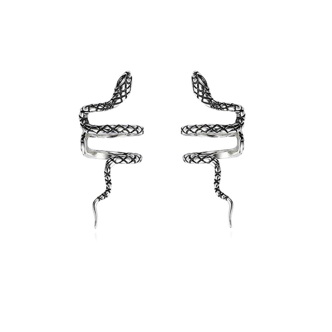 Reffeer Solid 925 Sterling Silver Snake Cuff Earrings Wraps for Women Snake Crawler Cuff Earrings No Piercing (A-Black Gold)