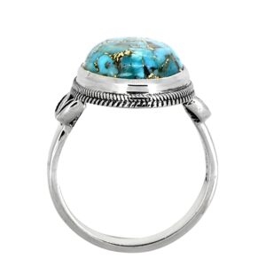 YoTreasure Blue Copper Turquoise Chunky Ring 925 Sterling Silver