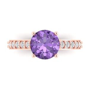 clara pucci 2.25 ct round cut solitaire with accent vvs1 alexandrite designer anniversary bridal engagement ring 14k rose gold 8