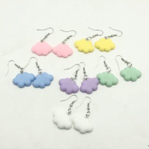 Just Follow 6 Pairs Simple Handmade Lovely White Blue Pink Resin Clouds Dangle Earrings Set Weather Jewelry for Women (Clouds Earrings- 6 Pairs)