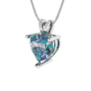 clara pucci 2.0 ct heart cut designer blue moissanite ideal solitaire pendant necklace with 18" gold chain box solid 18k white gold