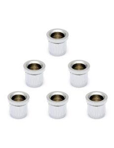 bogart guitar string ferrules string through body rear mount bushings string caps for fender strat tele style electric guitar chrome set of 6pcs.