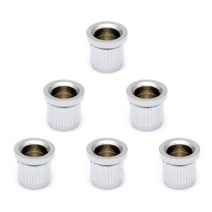 Bogart Guitar String Ferrules String Through Body Rear Mount Bushings String Caps for Fender Strat Tele Style Electric Guitar Chrome Set of 6Pcs.