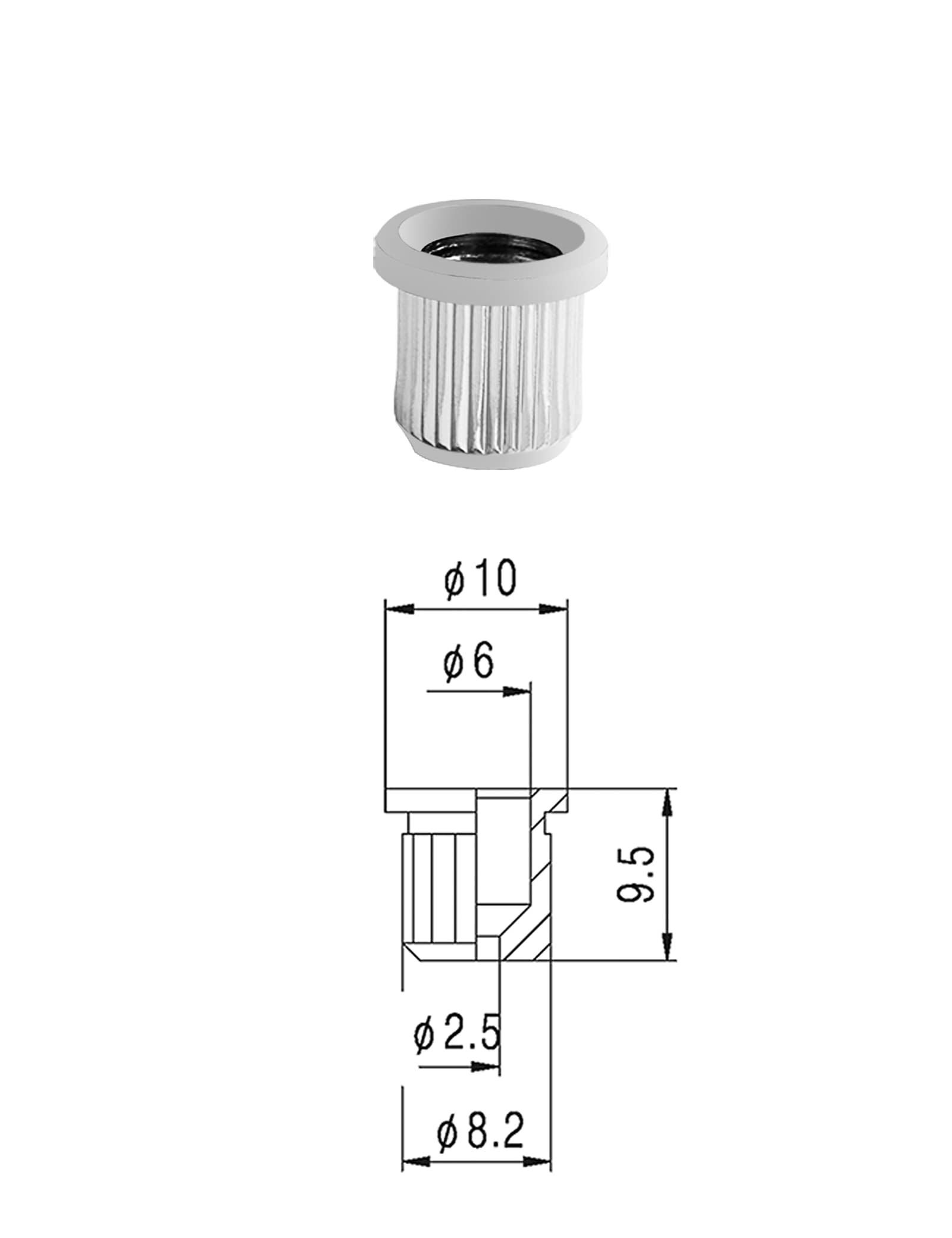 Bogart Guitar String Ferrules String Through Body Rear Mount Bushings String Caps for Fender Strat Tele Style Electric Guitar Chrome Set of 6Pcs.