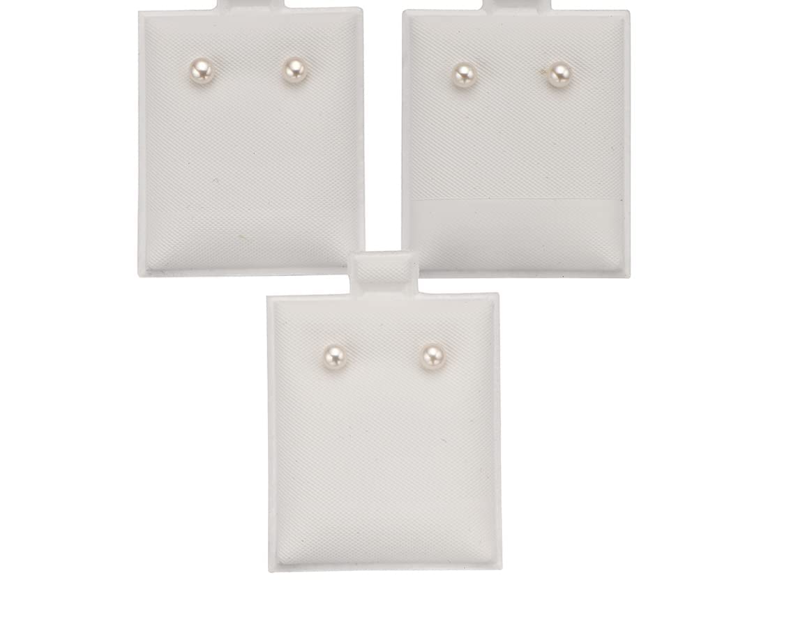 BLUE OCEAN PEARLS Freshwater Cultured 4.5-5mm White Button Shape Pearl Stud Earrings with Sterling Silver Butterfly Backs (Set of 3)