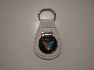 1960's belvedere savoy plaza fury vip valiant blue & red logo leather keychain - white