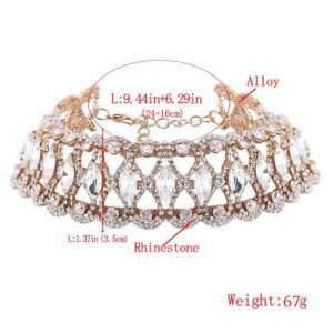 CanB Rhinestone Necklace Choker Adjustable Crystal Collar Wedding Bridal Choker Sparkly Neck Jewerly Accessories for Women and Girls (Silver)