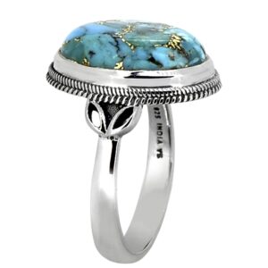 YoTreasure Blue Copper Turquoise Chunky Ring 925 Sterling Silver