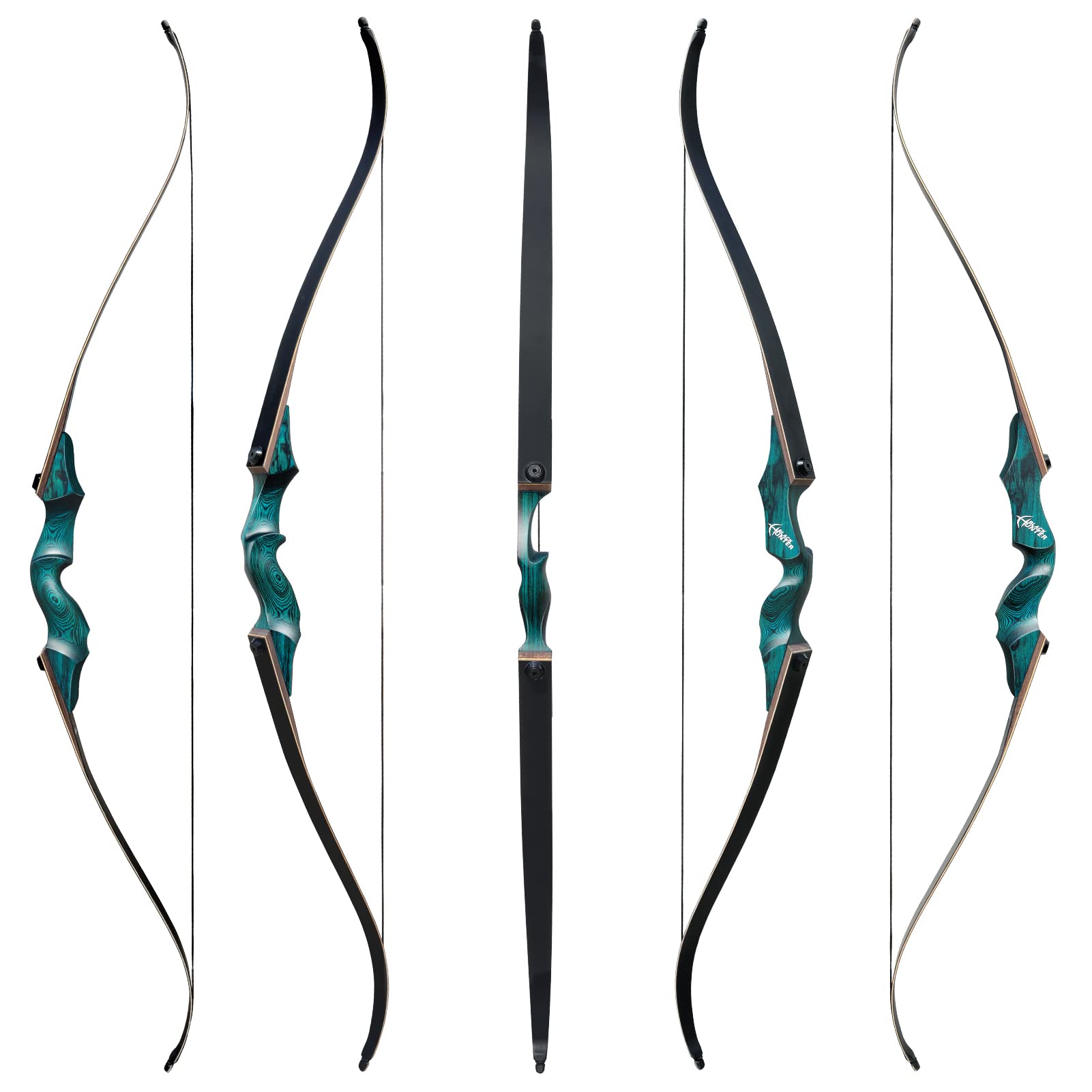 Black Hunter Original Recurve Bows Bow and Arrow for Adults Archery Set Hunting Bow 60" 20-60 lbs Right Hand Wooden Riser with Carbon Arrows and Bow Case for Outdoor Shooting Competition (45 lbs)