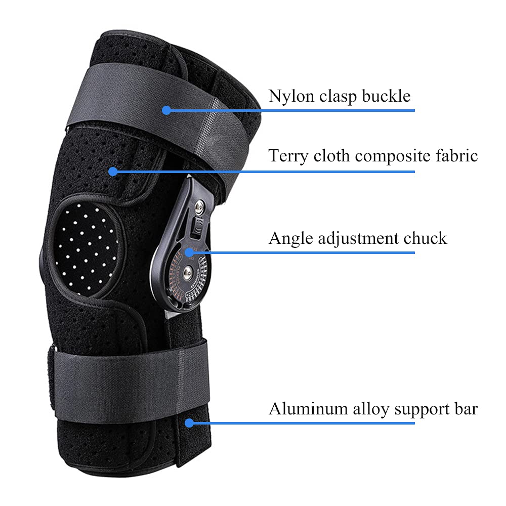 XJJY Adjustable Medical Knee Brace Postoperative Orthosis Knee Joint Support Ligament Sport Injury Orthopedic Splint After Surgery,Standard Style,M