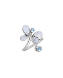 yotreasure moonstone & blue topaz chunky ring in .925 sterling silver