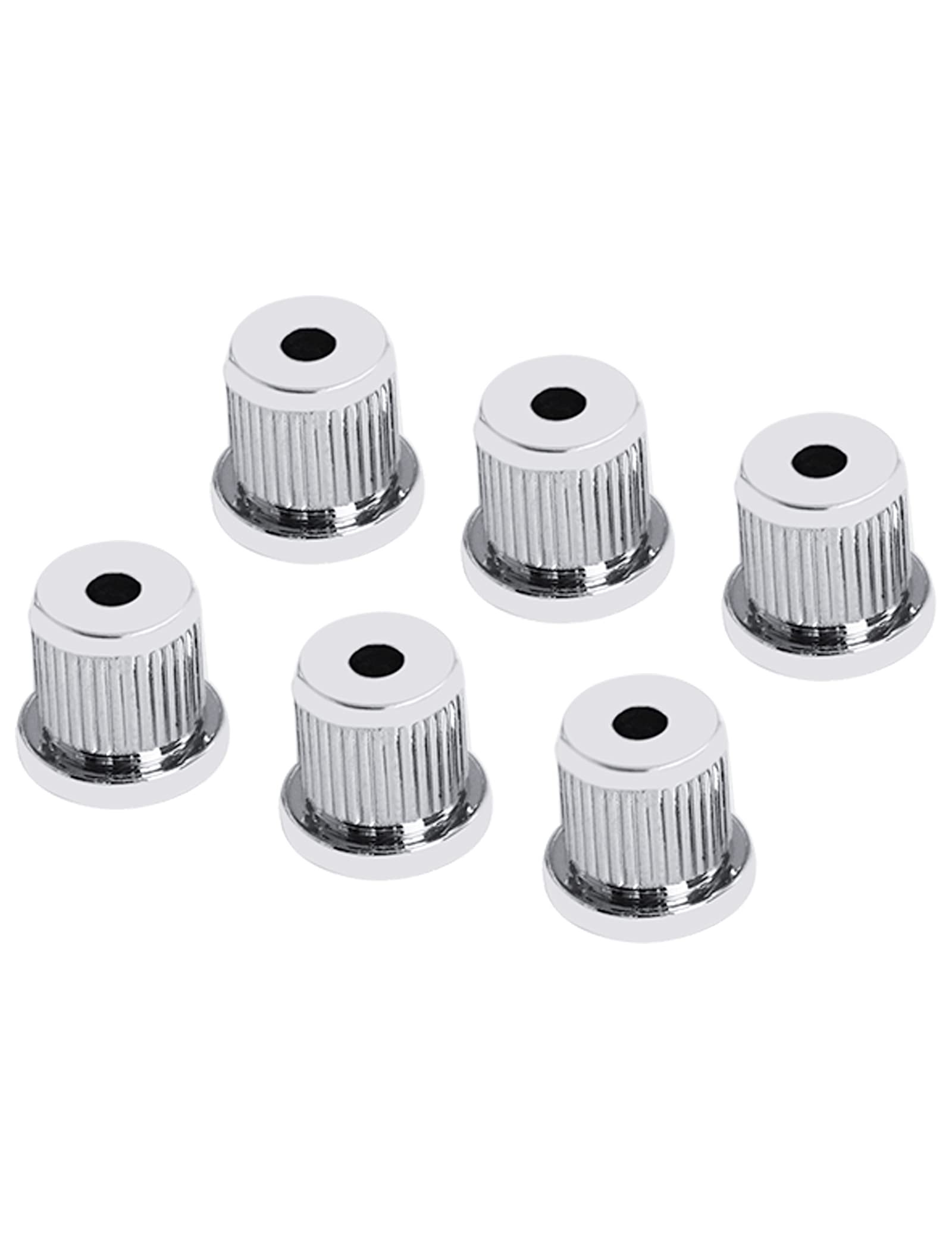 Bogart Guitar String Ferrules String Through Body Rear Mount Bushings String Caps for Fender Strat Tele Style Electric Guitar Chrome Set of 6Pcs.