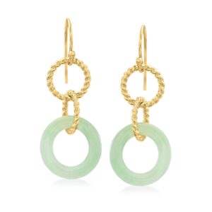 ross-simons jade and 18kt gold over sterling interlocking drop earrings