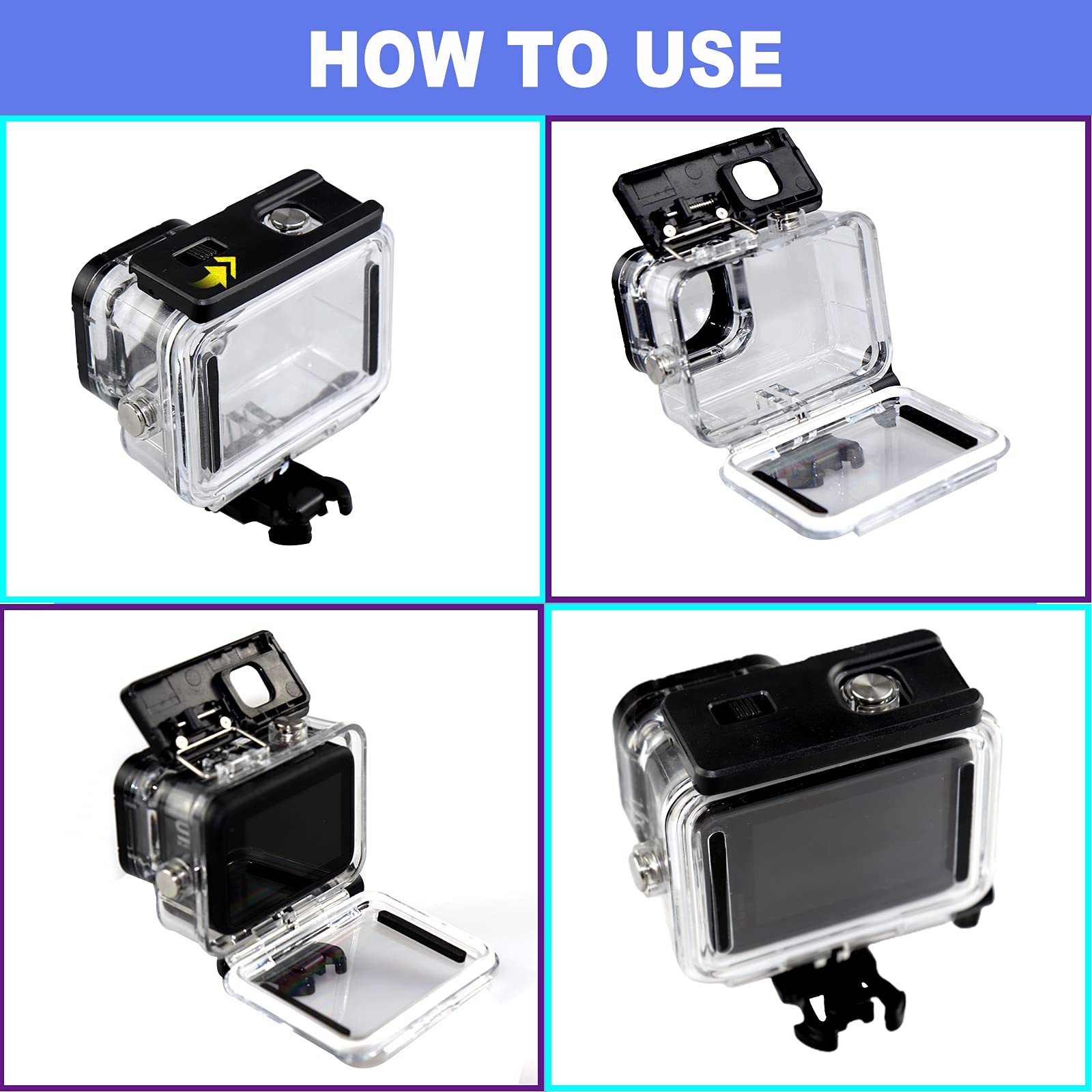 SRUIM Waterproof Housing Case for GoPro Hero11 10 9 Max Lens Mod, Underwater Diving Protective Shell 40M with Bracket Accessories