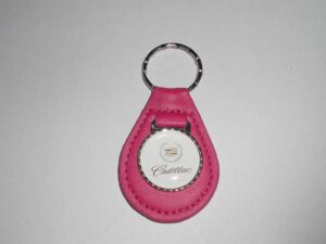 cts catera dts escalade srx sts xlr vintage logo leather keychain - magenta