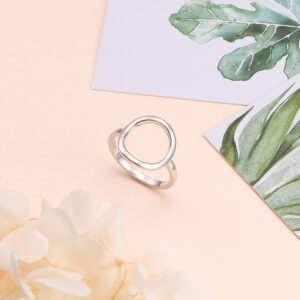 DAOCHONG Sterling Silver Classical Simple Plain Ring Open Circle Karma Statement Promise Ring Karma Ring for Women Size 7