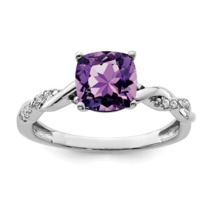 icecarats 925 sterling silver purple amethyst diamond ring gemstone band february birthstone jewelry size 6