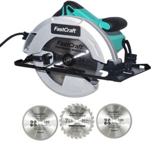 circular saw + 3pc 7.25" blades 21a peak guaranteed power electric circular saw all industrial & pro grade - fastcraft brand at costco