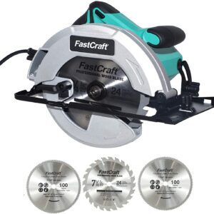 Circular Saw + 3pc 7.25" Blades 21A PEAK GUARANTEED POWER Electric Circular Saw All Industrial & PRO Grade - FastCraft Brand at Costco