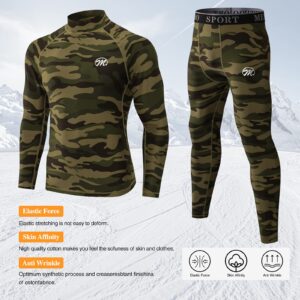 MeetHoo Men's Compression Base Layers Long Johns Winter Gear with Fleece Lined for Skiing, Camo, XX-Large