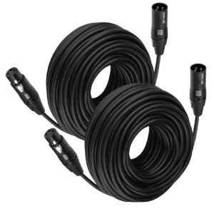 mikiz xlr cables 50 feet 2 packs premium balanced microphone mic cord 3 pin xlr male to female 50ft