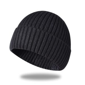 irzaki mens beanie - winter hats for men women cuff fleece beanie knit wool skull cap for outdoor activities and daily use black