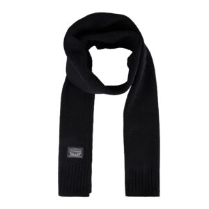 Levi's Men's Winter Warm Knit Beanie Hat and Scarf Set, Black Ribbed, One Size