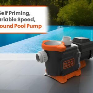 BLACK+DECKER Variable Speed Pool Pump Inground with Filter Basket and Easy Programmable Touch Pad Interface, 3 HP