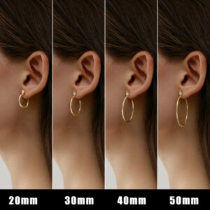 Gacimy Medium Gold Hoop Earrings for Women 14K Real Gold Plated, 925 Sterling Silver Post CZ Earrings for Women, 40mm Gold Medium Hoops Hypoallergenic Earrings