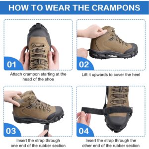 Ice Cleats for Shoes Boots Snow Traction Cleat Crampons for Walking on Snow and Ice 28 Studs Ice Snow Walk Traction Cleats Non-Slip Shoe Grippers Stretch Footwear for Hiking Walking Jogging Climbing