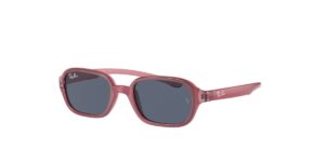 ray-ban junior kids' rj9074s rectangular sunglasses, fuchsia on rubber pink/dark grey, 39 mm