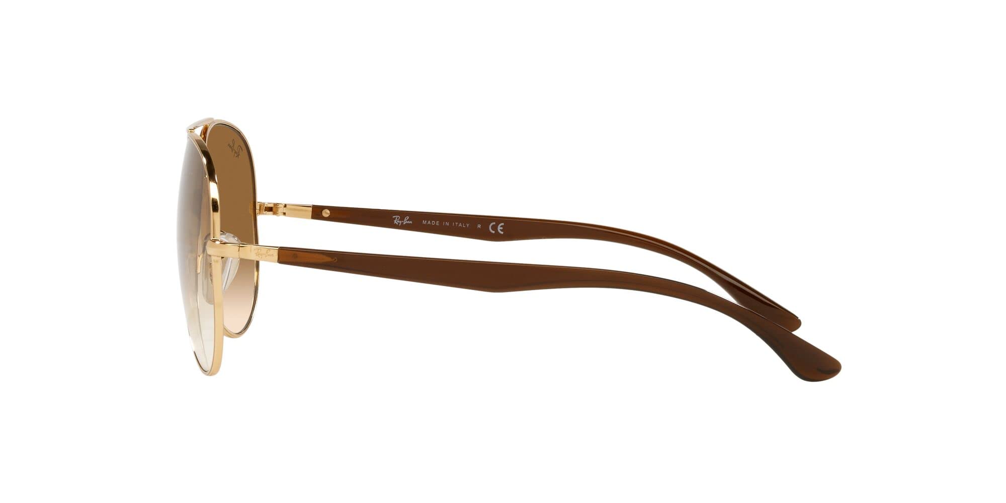 Ray-Ban RB3675 Aviator Sunglasses, Gold/Clear Gradient Brown, 58 mm