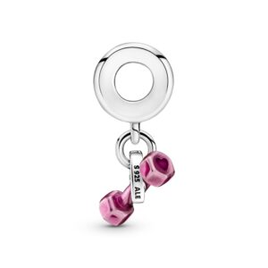 Pandora Dumbbell & Heart Dangle Charm - Compatible Moments Bracelets - Jewelry for Women - Gift for Women - Made with Sterling Silver & Enamel