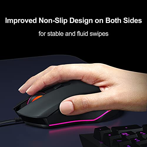 Tmd Touch Redimp Wired Gaming Mouse for PS4, Xbox One, PC Computer & Laptop , Games & Work, Side Buttons & LED Backlit Lights - Black, GM300