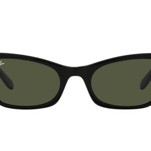 Ray-Ban Women's RB2299 Lady Burbank Cat Eye Sunglasses, Black/Green, 52 mm