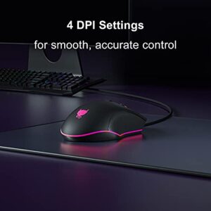 Tmd Touch Redimp Wired Gaming Mouse for PS4, Xbox One, PC Computer & Laptop , Games & Work, Side Buttons & LED Backlit Lights - Black, GM300